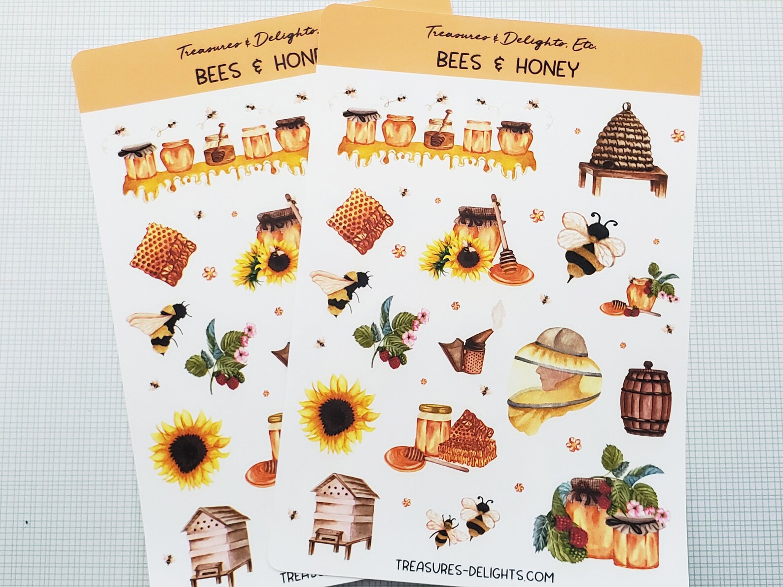 Bees & Honey Sticker Sheet Bee Stickers Honey Stickers Bee | Etsy