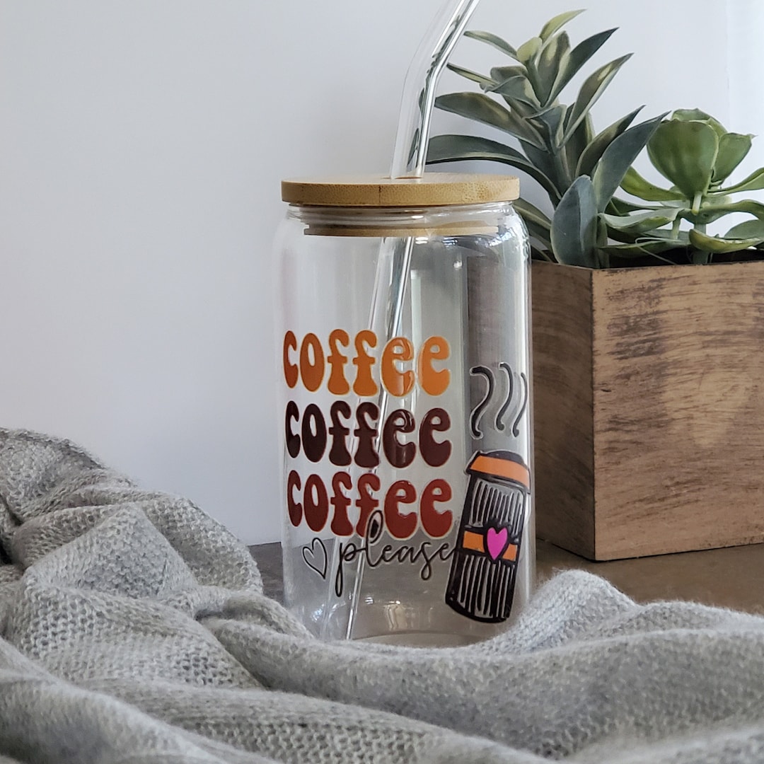 Iced Coffee Glass Can, Coffee Lover Glass Tumbler, Beer Glass Cup With ...