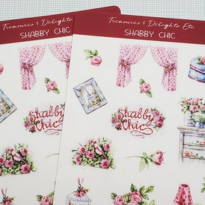Shabby Chic Sticker Sheet Shabby Stickers Rose Stickers | Etsy