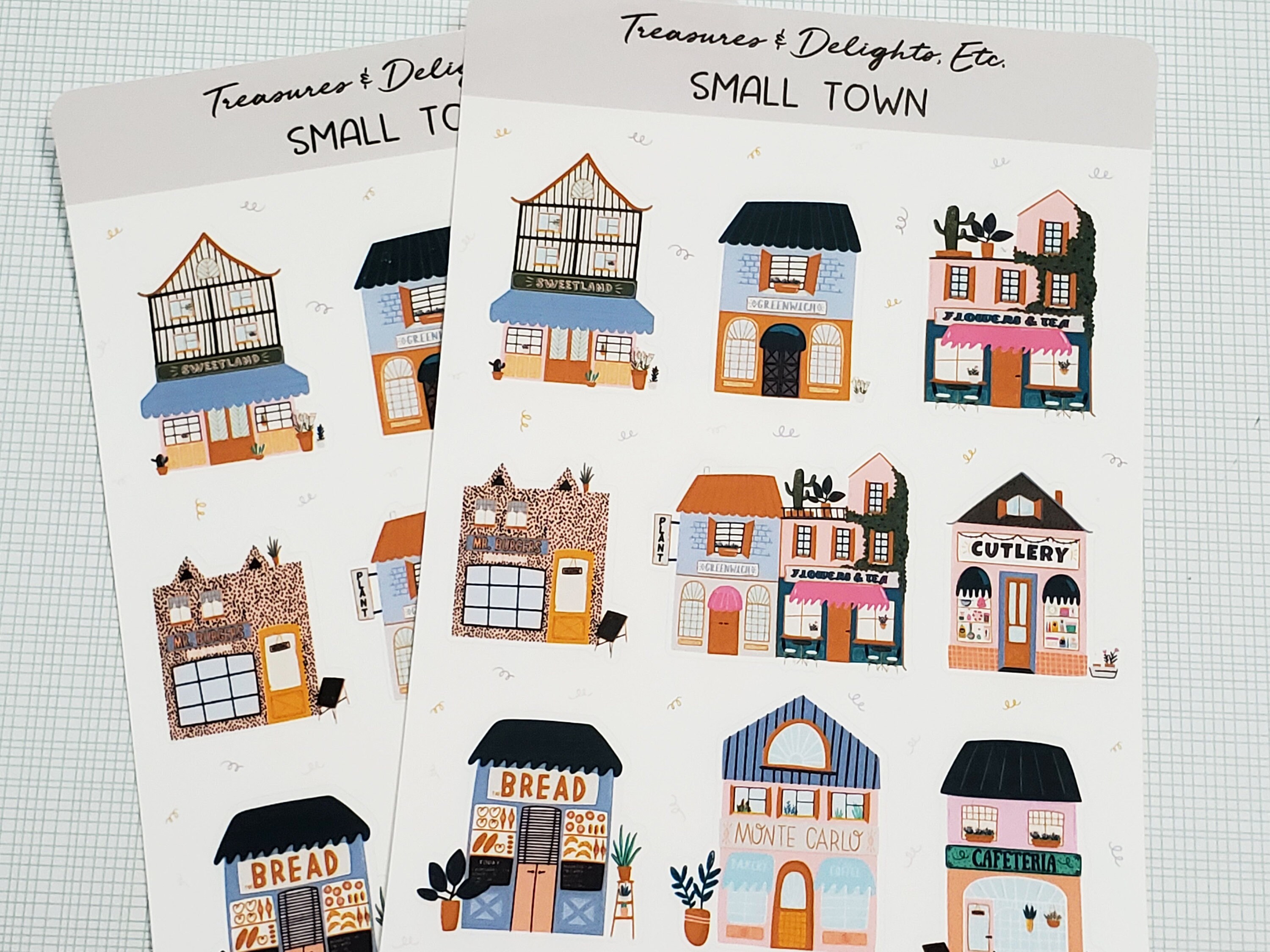 Small Town Sticker Sheet City Building Travel Bullet | Etsy