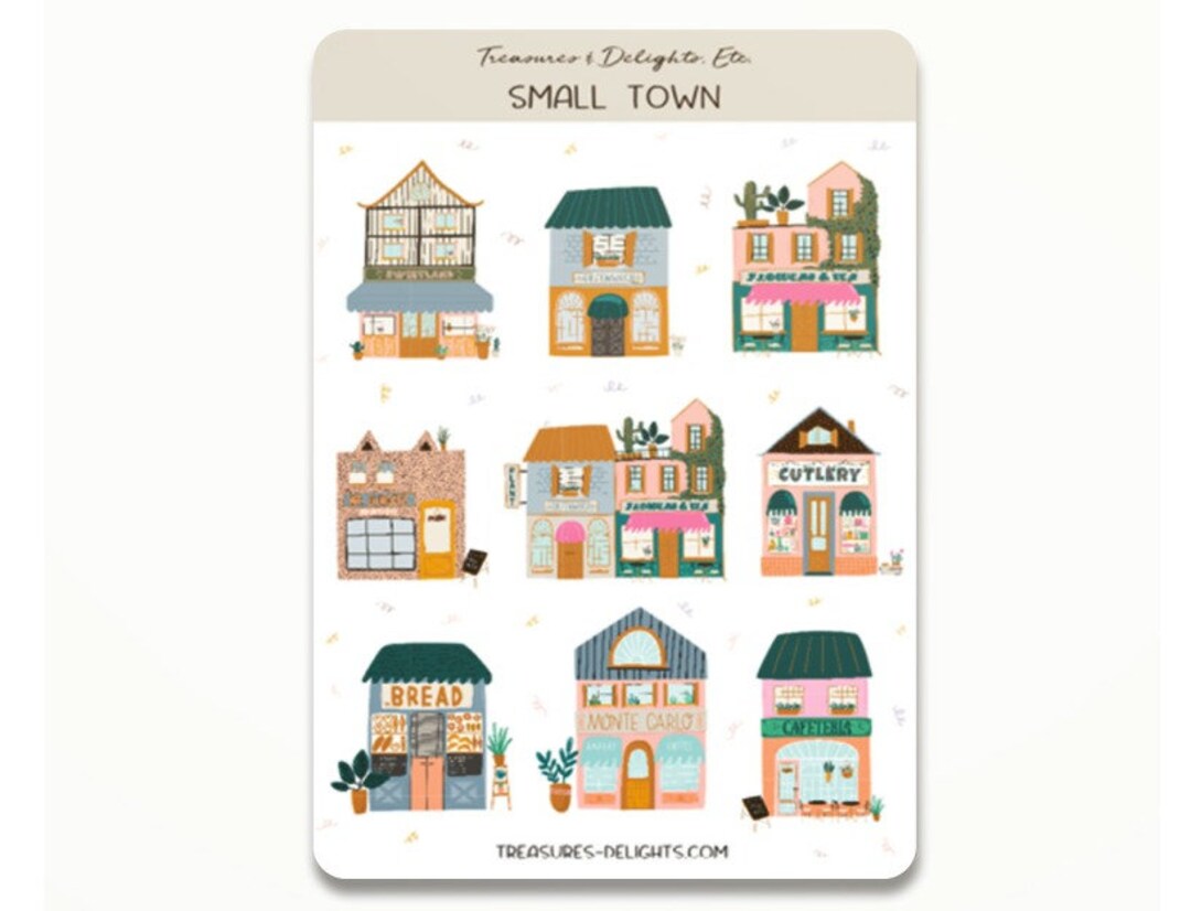 Small Town Sticker Sheet City Building Travel Journaling - Etsy
