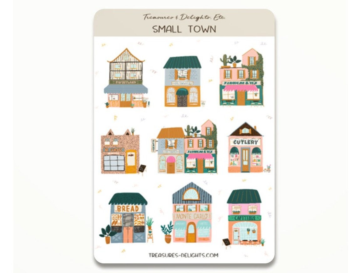 Small Town Sticker Sheet City Building Travel Bullet - Etsy