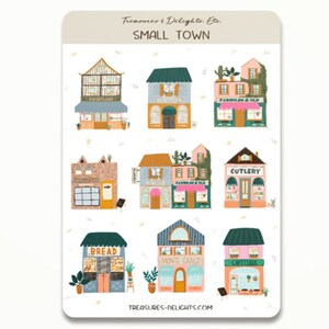 Small Town Sticker Sheet, City Building Travel, Journaling Stickers ...