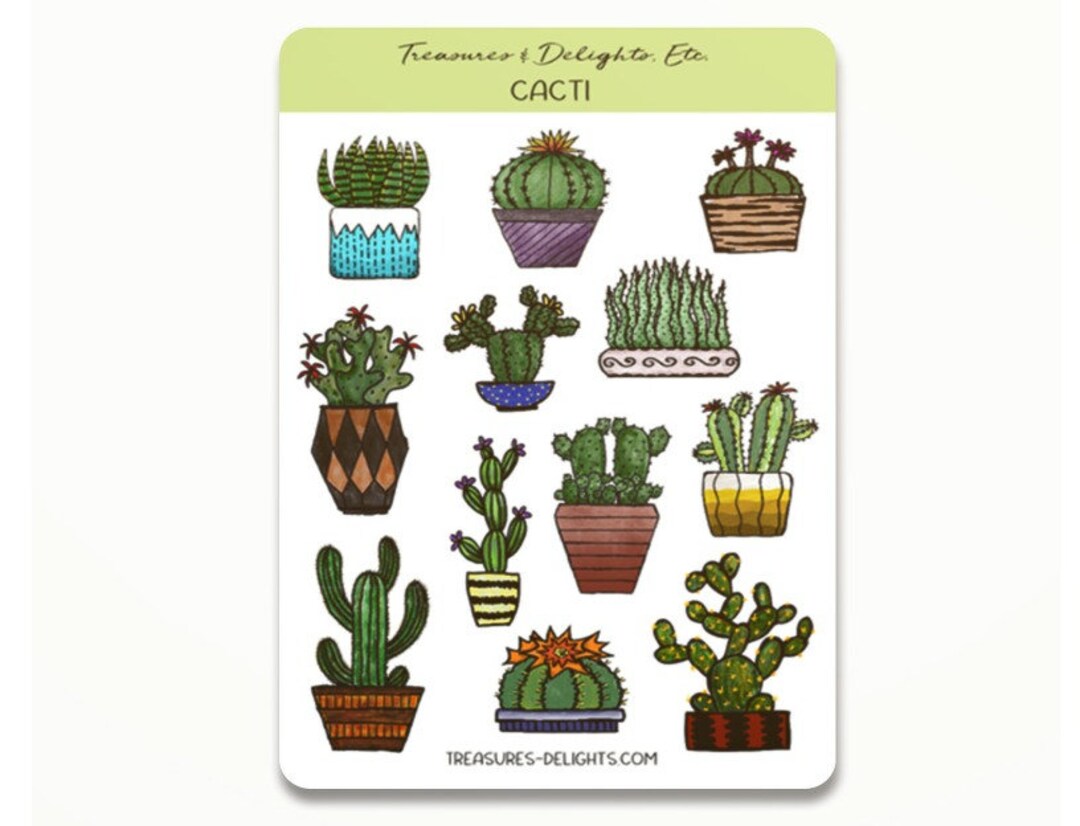 Cacti Sticker Sheet Cactus Stickers Journaling Stickers - Etsy