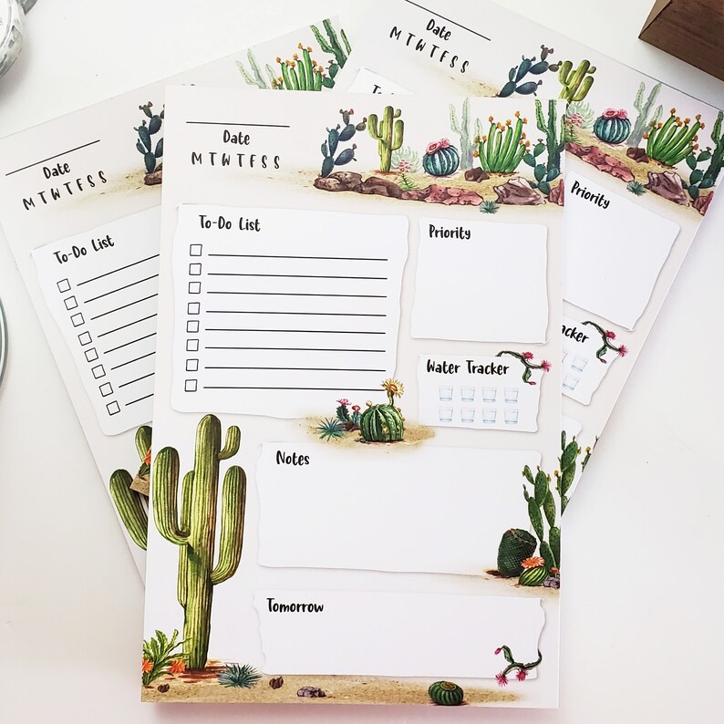 Cactus Daily Planner Notepad: Undated To-do List Pad - Etsy
