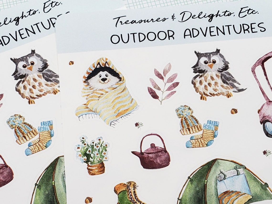 Outdoor Adventures Sticker Sheet Camping Stickers Adventure - Etsy