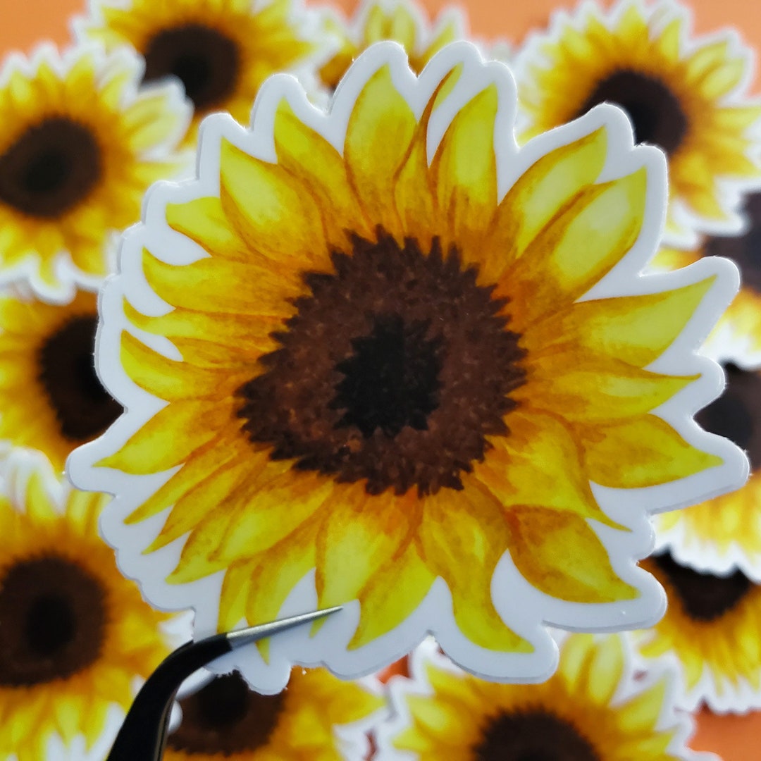 Sunflower Sticker, Watercolor Sunflower Sticker, Wildflower Decal ...