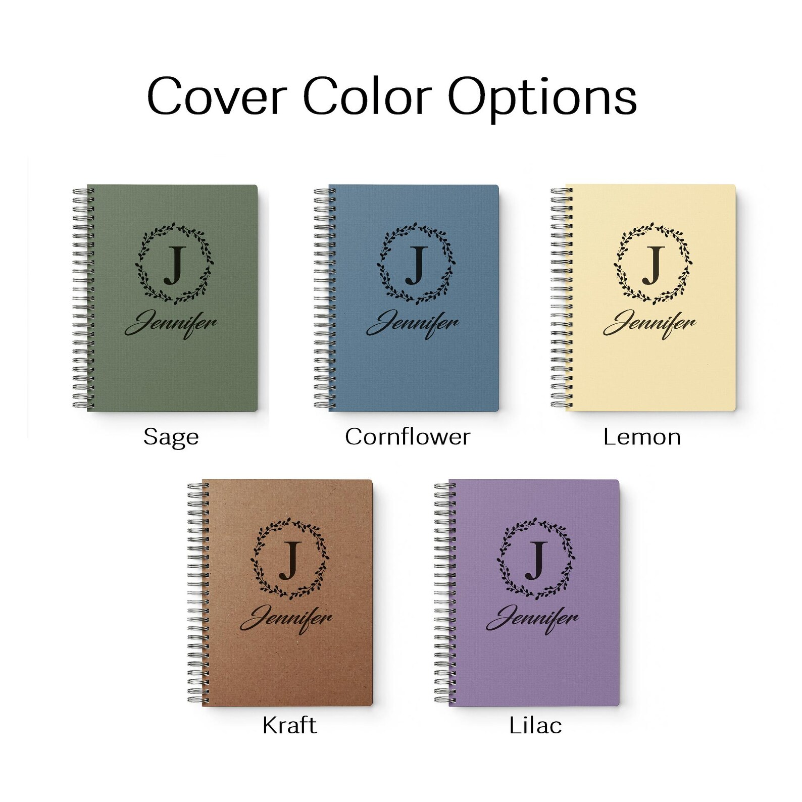 Personalized Journal, Name & Initial (wreath) Notebook, Staff ...