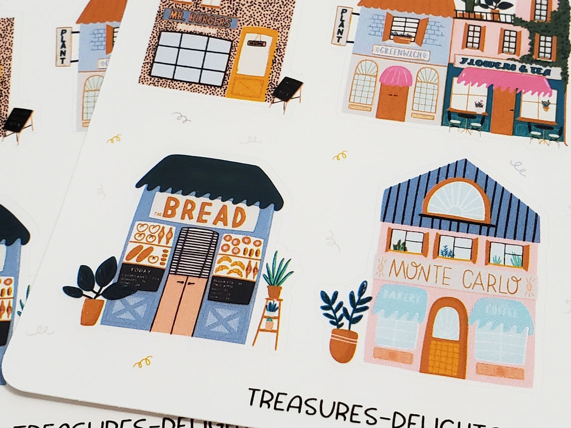 Small Town Sticker Sheet City Building Travel Bullet - Etsy