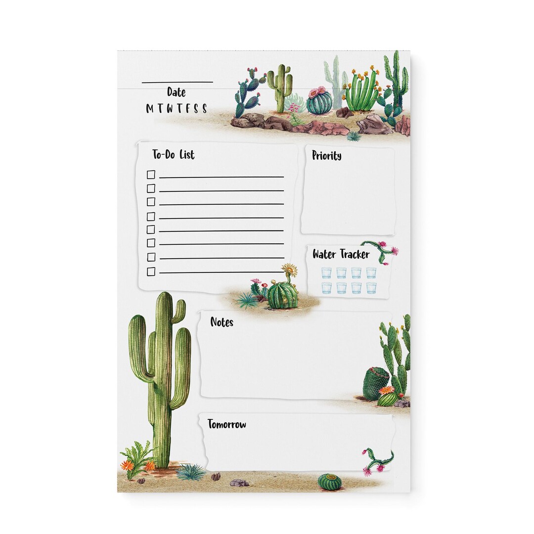 Cactus Daily Planner Notepad: Undated To-do List Pad - Etsy