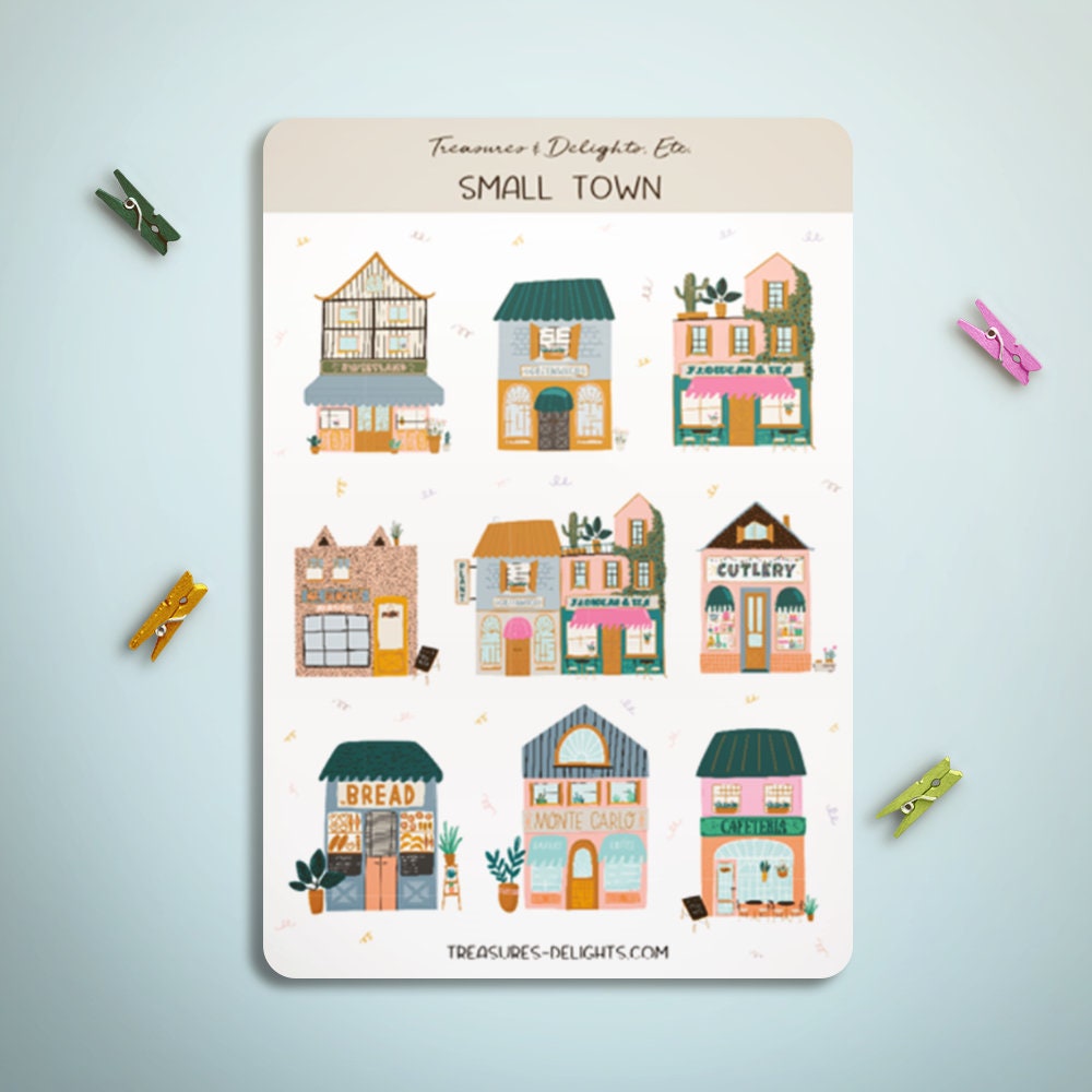Small Town Sticker Sheet City Building Travel Bullet - Etsy