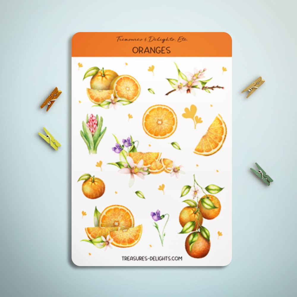 Oranges Sticker Sheet Orange Stickers Citrus Fruit Sticker | Etsy