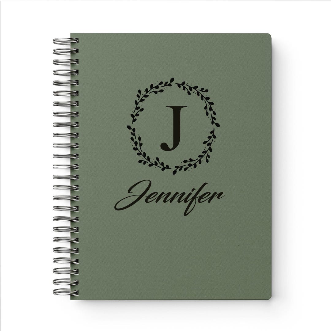 Personalized Journal, Name & Initial (wreath) Notebook, Staff ...