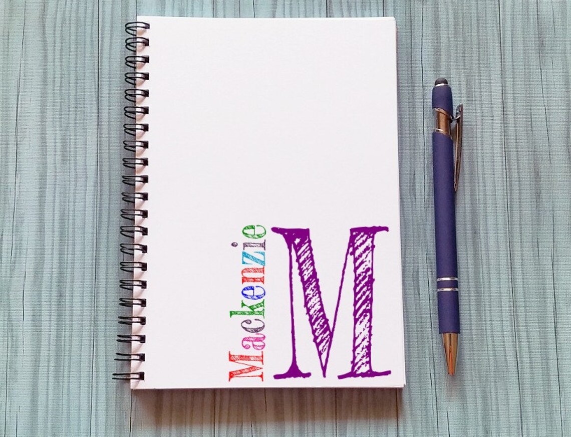 Personalized Notebook COLORED Custom Name & Monogram 5 x 7 | Etsy