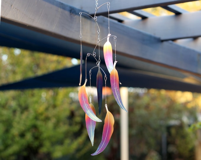 Metal Wind Chimes Stainless Steel Rainbow Coloured Decorative Eucalypt ...