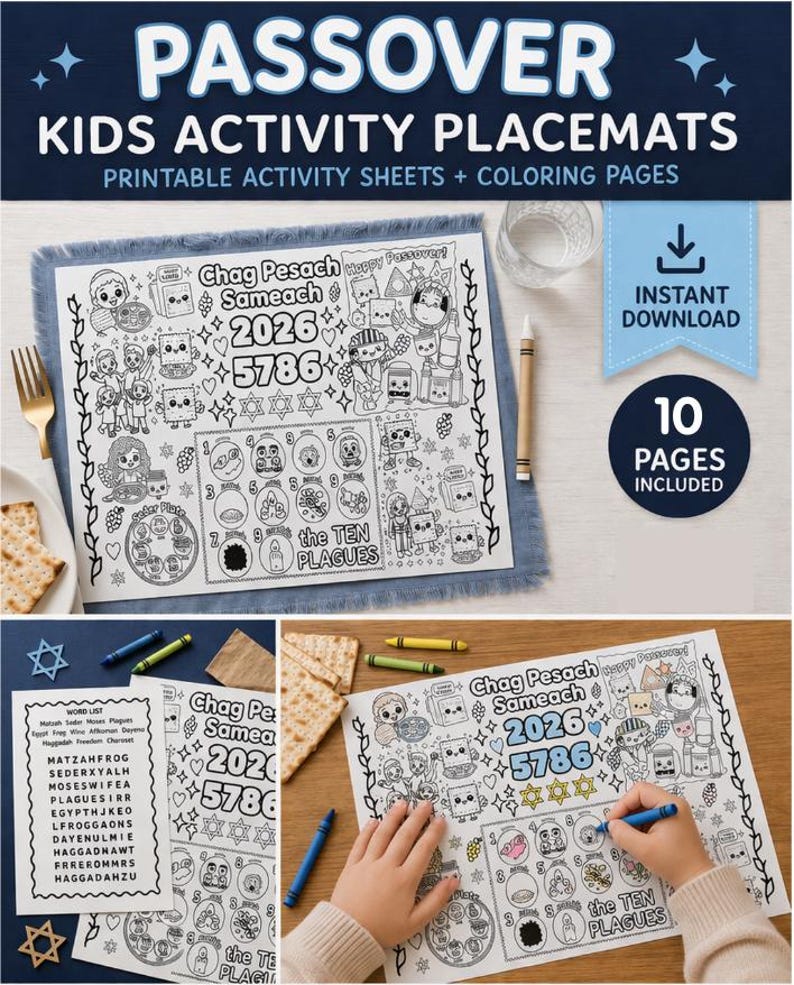 Passover Seder Kids Activity Placemat Printable | Ten Plagues Activity ...
