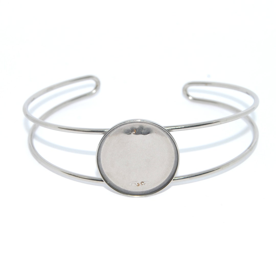 Stainless Steel Bangle Bracelet Blanks With Round Tray and Double Strap ...
