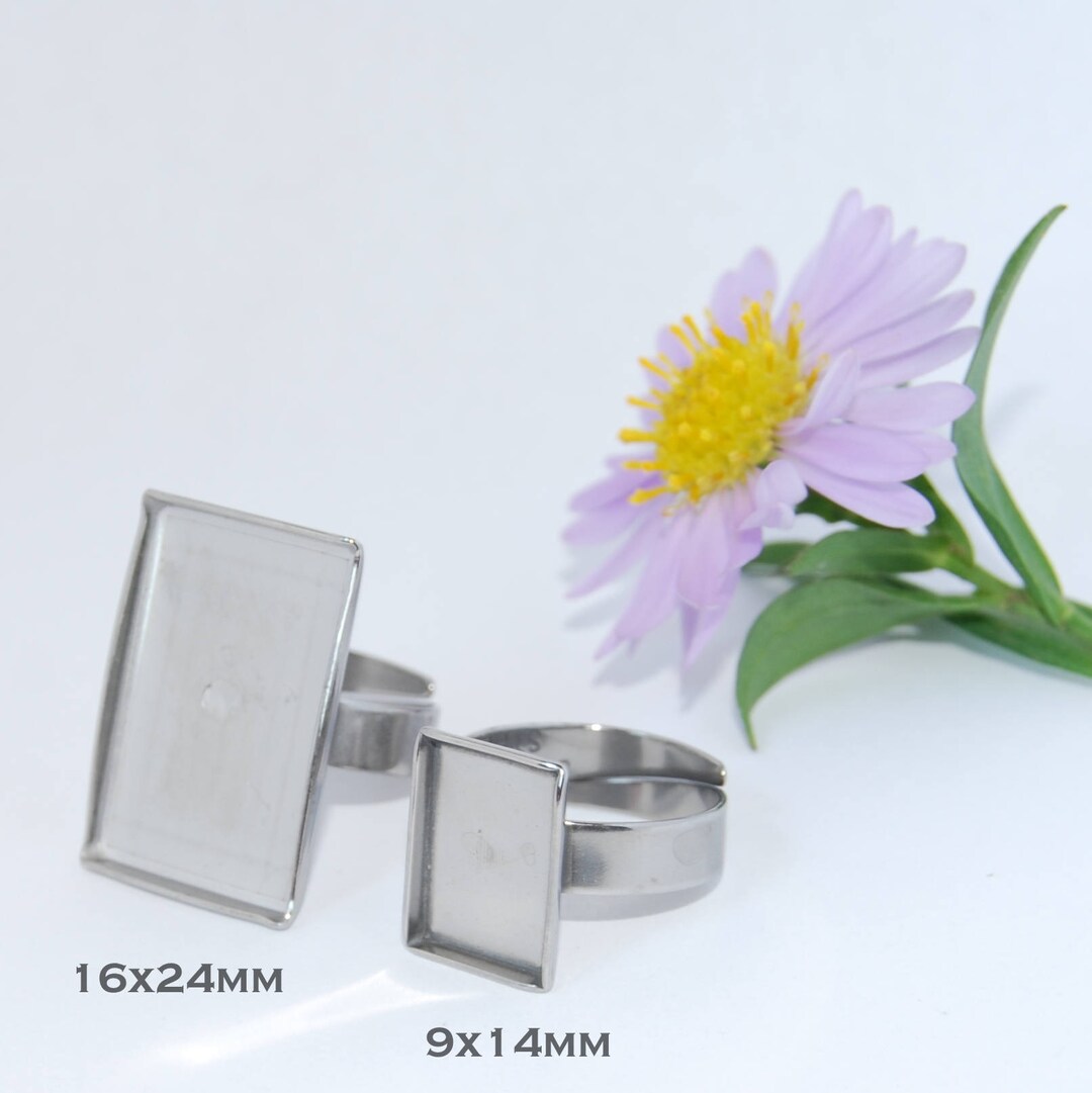Stainless Steel Ring Base Rectangular 9x14mm - Etsy
