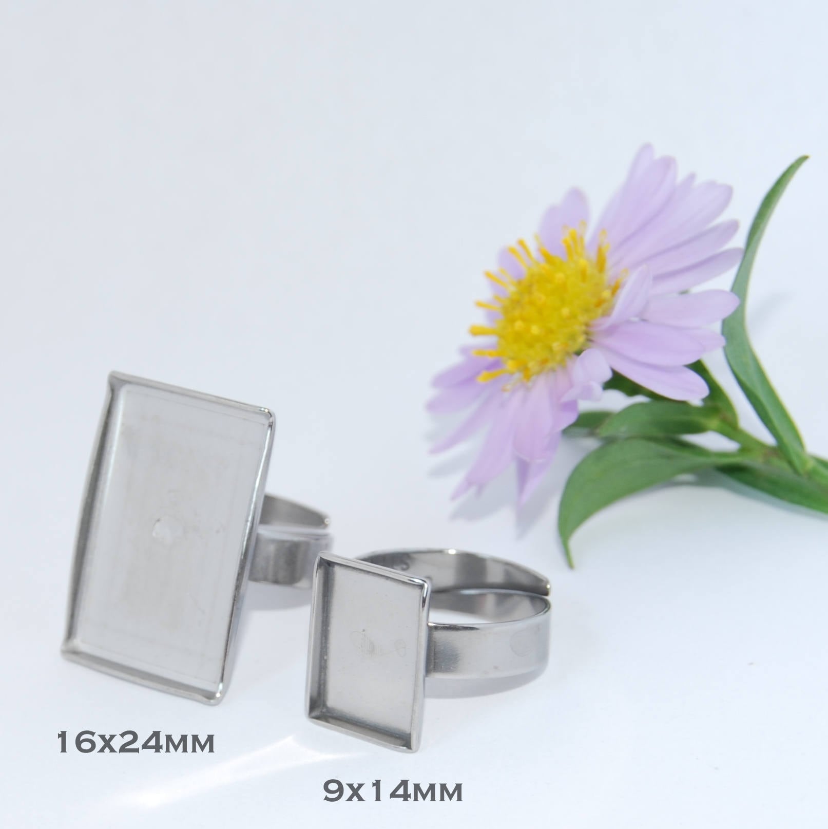 Stainless Steel Ring Base Rectangular 9x14mm - Etsy