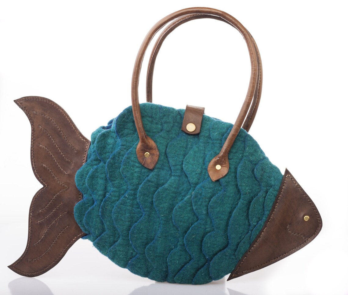 Felted Fish Tote Bag With Leather FISH 00 - Etsy