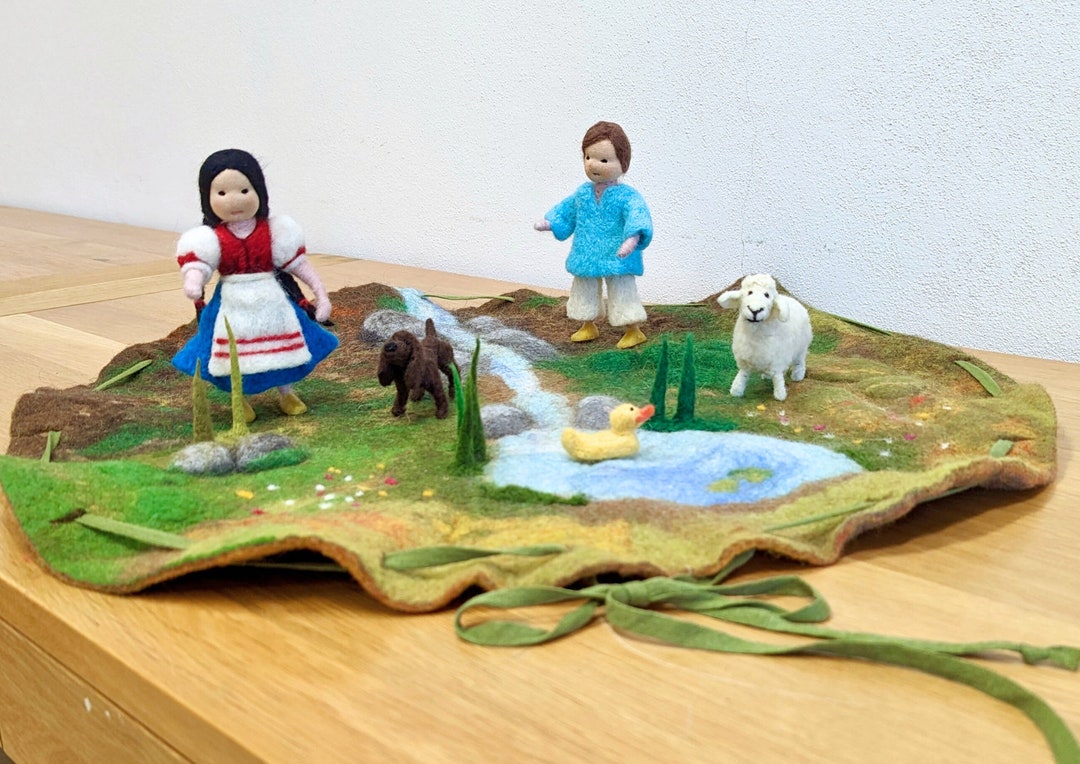 Felted Playmat Playscape Forest Folk With Figures girl - Etsy