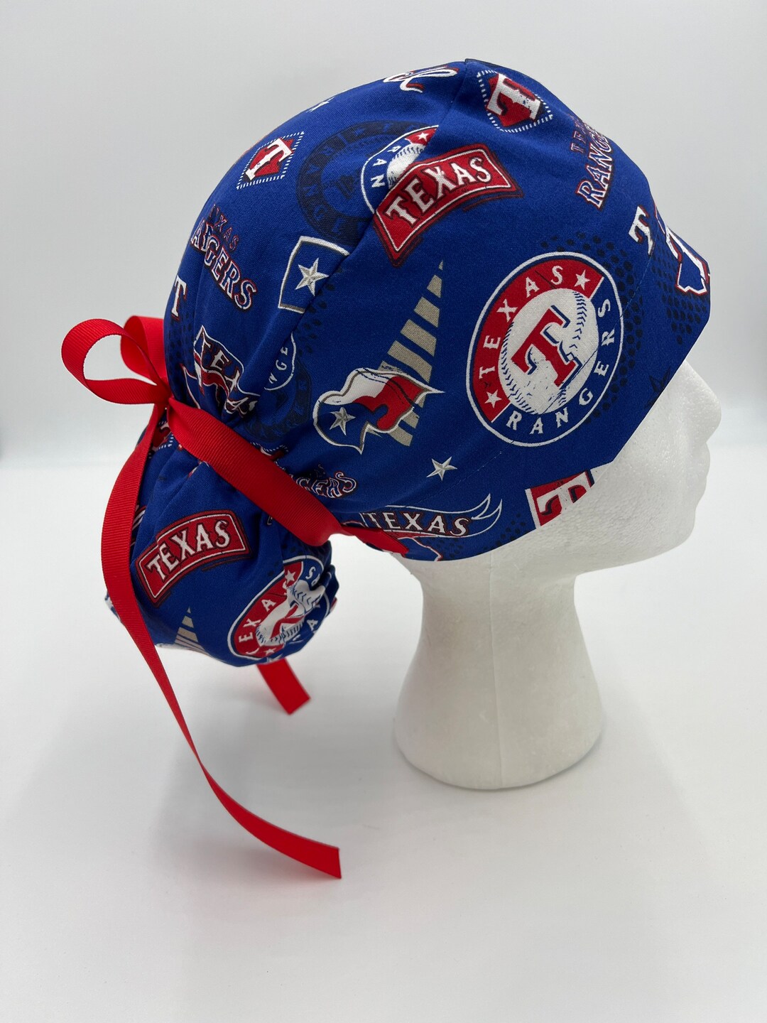 Texas Rangers,ponytail Scrub Hat for Women,surgical Caps,elastic & Tie ...