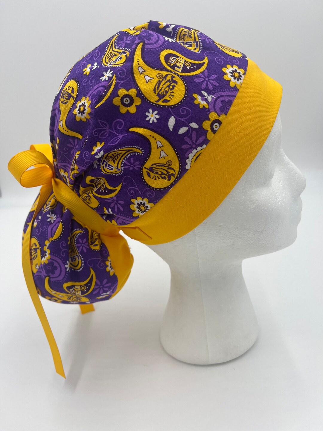 LSU Louisiana State University Paisley, Ponytail Scrub Hat for Women ...