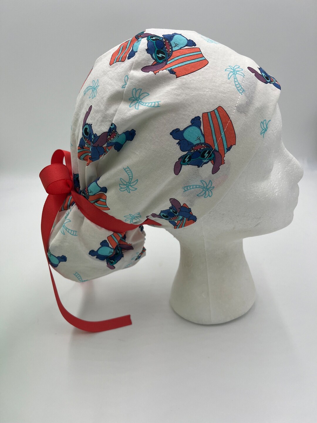 Stitch, Made With Licensed Fabric, Ponytail Scrub Hat for Women,elastic ...