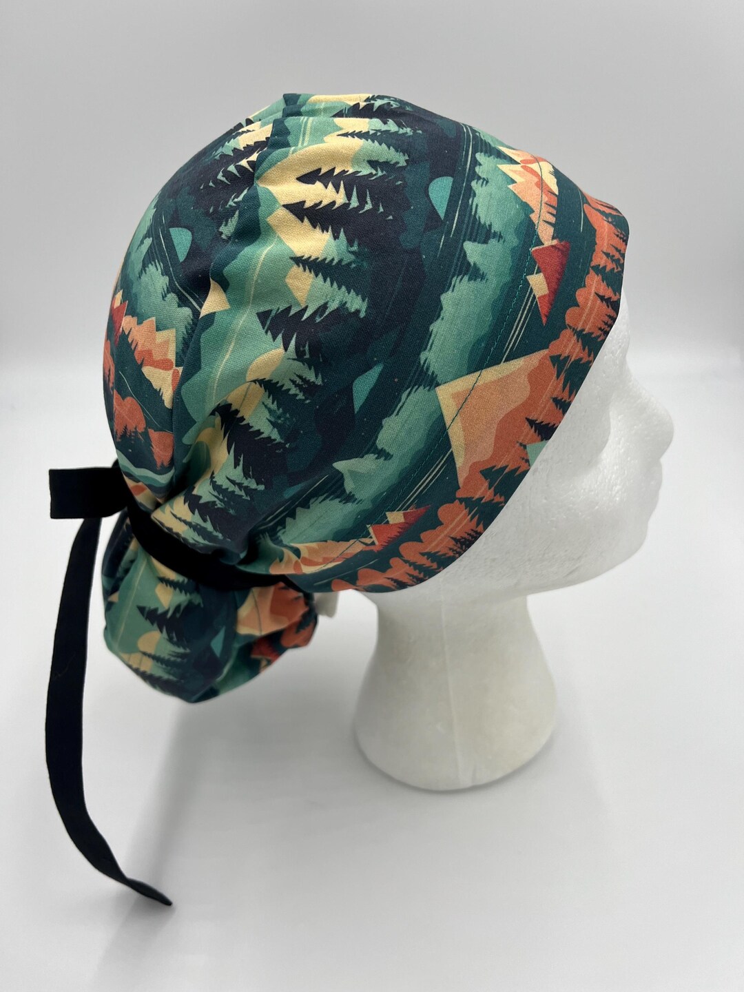 Retro Mountains, Ponytail Style, Custom Fabric, Surgical Caps - Etsy