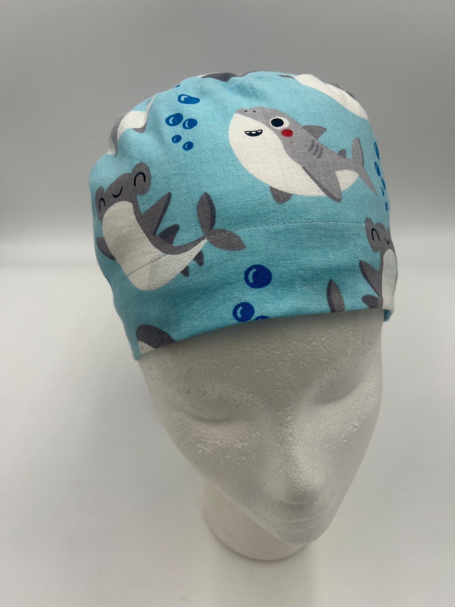 Sharks & Bubbles on Sky Blue,ponytail Scrub Hat for Women,surgical Caps ...