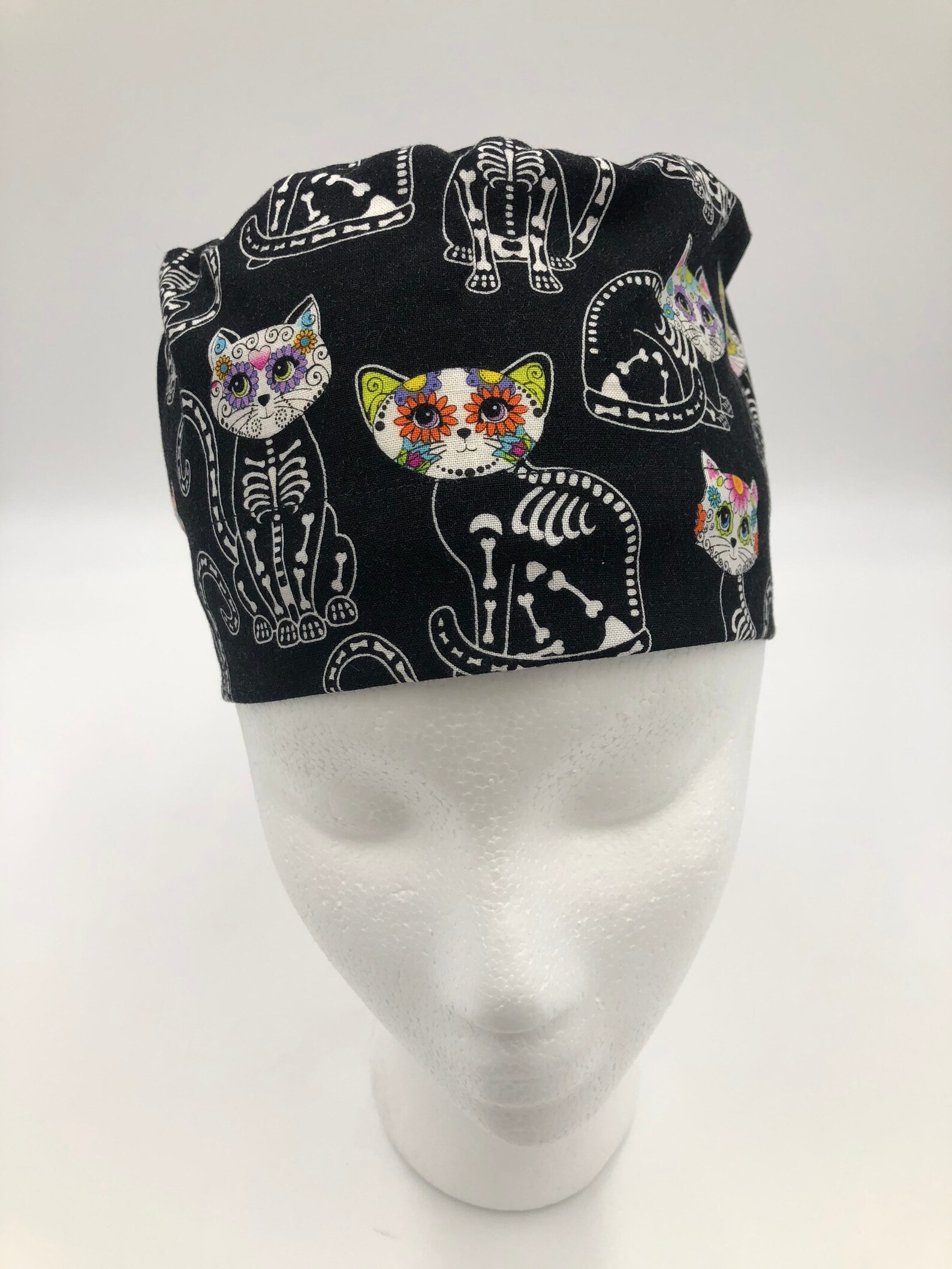 Sugar Skull Cats, Ponytail Scrub Hat for Women,surgical Caps,elastic ...