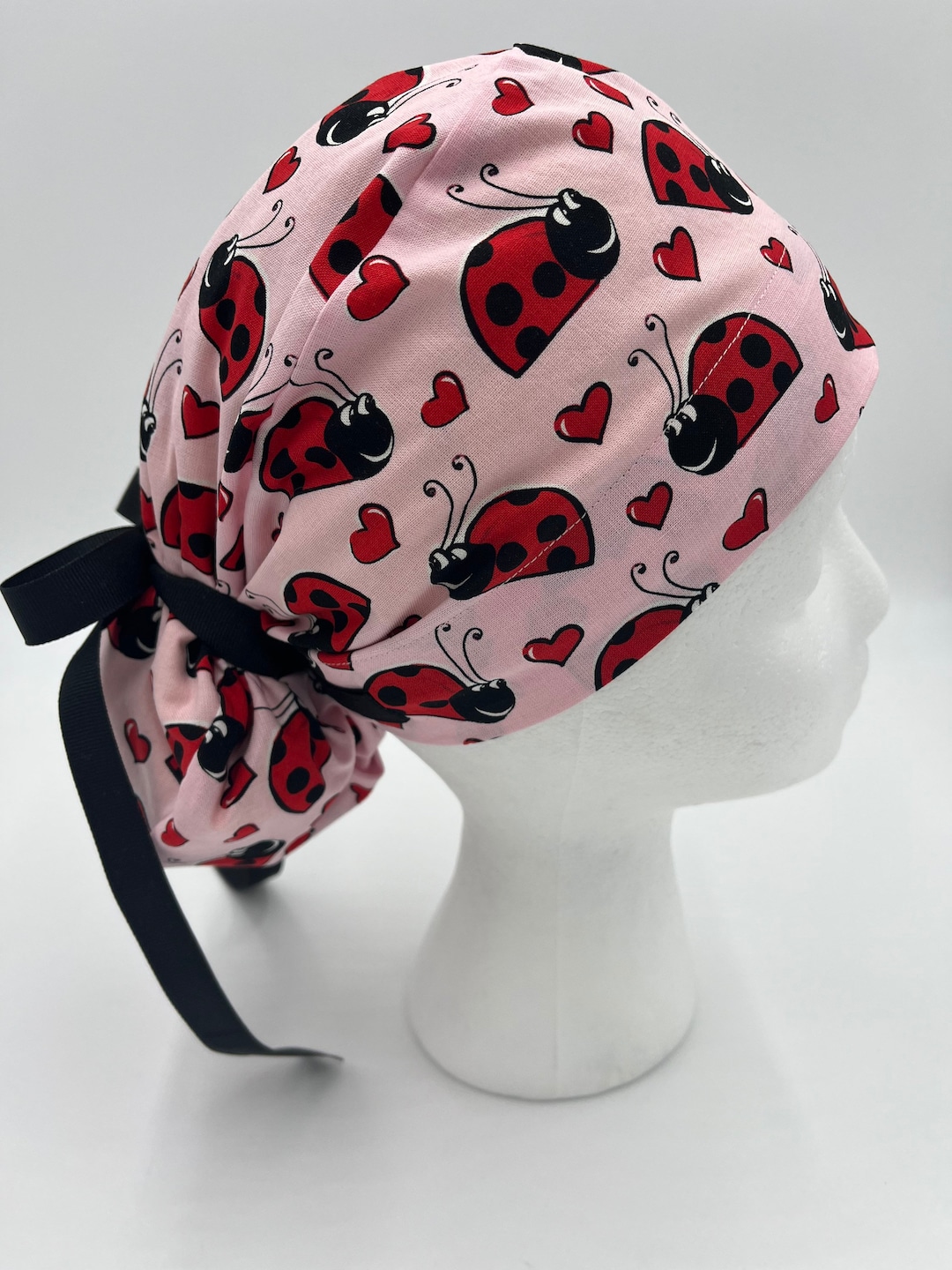 Happy Ladybug on Light Pink, Ponytail Scrub Hat for Women,surgical Caps ...