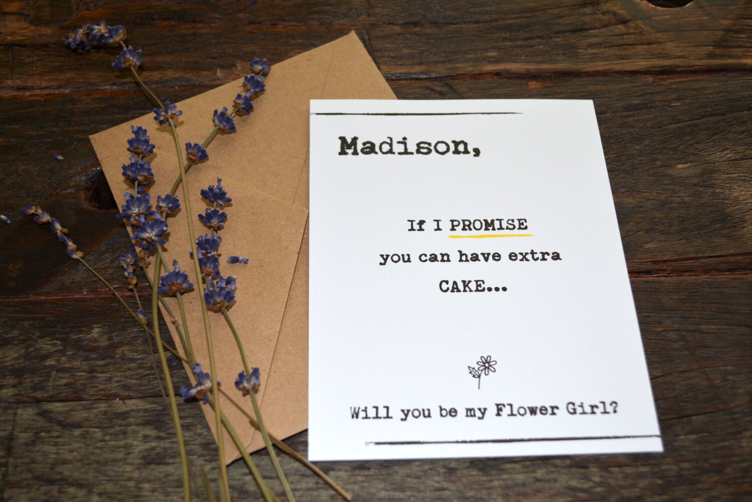 Flower Girl Card Invite Card. Rustic Funny Bridal Invites. Ask Flower ...