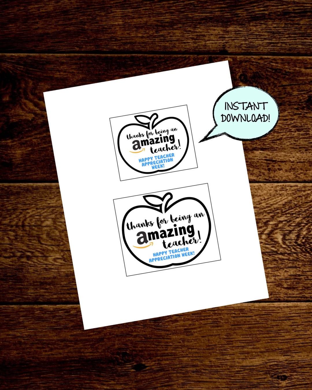 Teacher Appreciation Amazing Teacher Amazon Teacher. Amazon Gift Tag ...