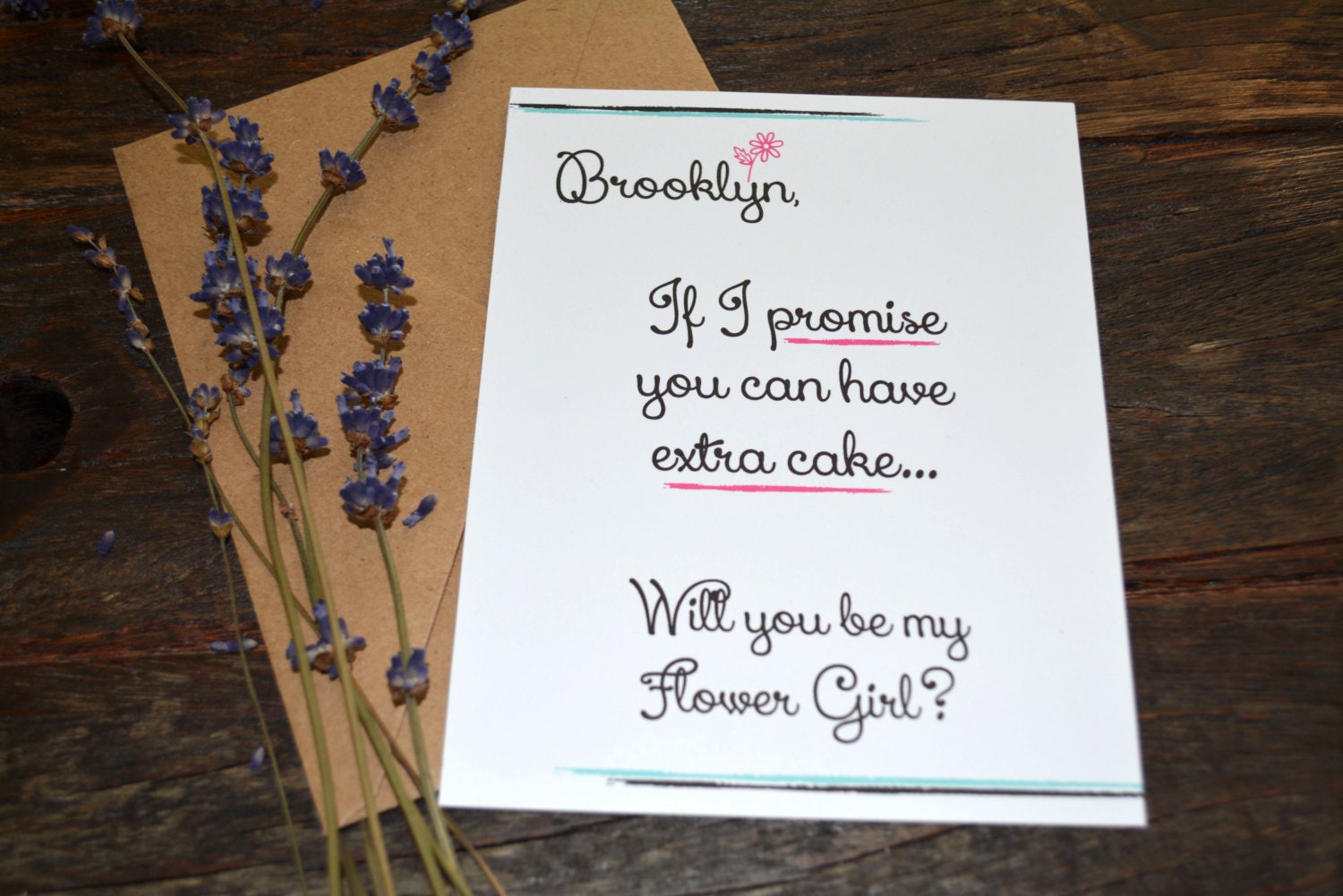 Flower Girl Card Invite Card. Rustic Funny Bridal Invites. Ask Flower ...