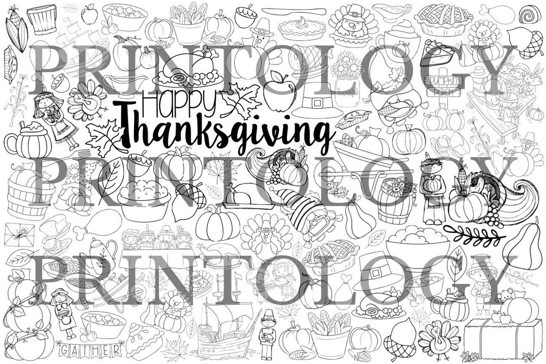 Thanksgiving Giant / Jumbo Coloring Sheet - Etsy