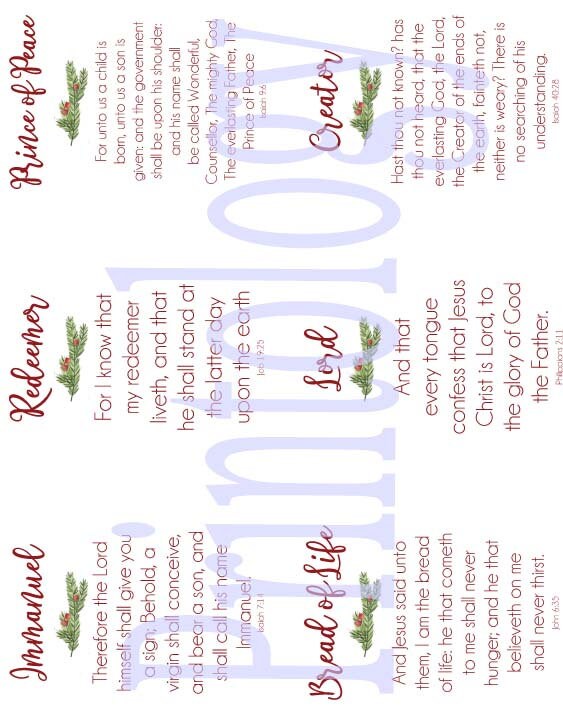 Names of Christ Christmas Advent on Easel - Etsy