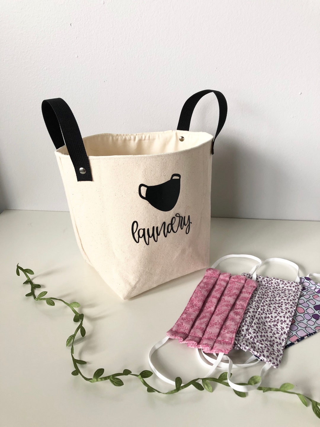 Canvas Face Mask Laundry Bin: Small Storage Hamper (6x5.5x8”) - Etsy
