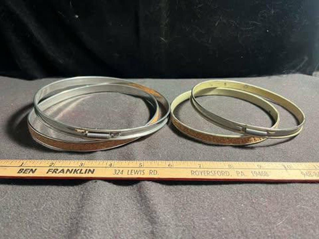 Vintage Metal Cross Stitch/embroidery Hoops With Cork Lining 5" and 6 ...