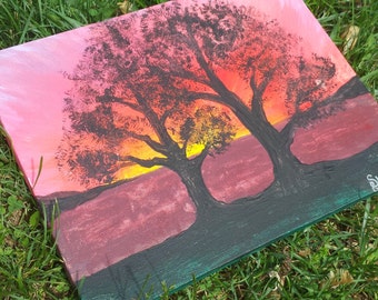 Sunset Tree Painting - Etsy