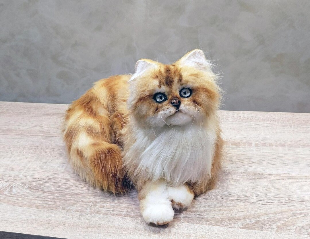 Realistic Persian Cat Art Doll OOAK Artificial Stuffed Animal Plush Cat ...