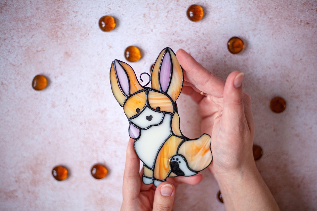 Corgi Stained Glass Suncatcher Custom Pet Portrait Art Stained Glass ...