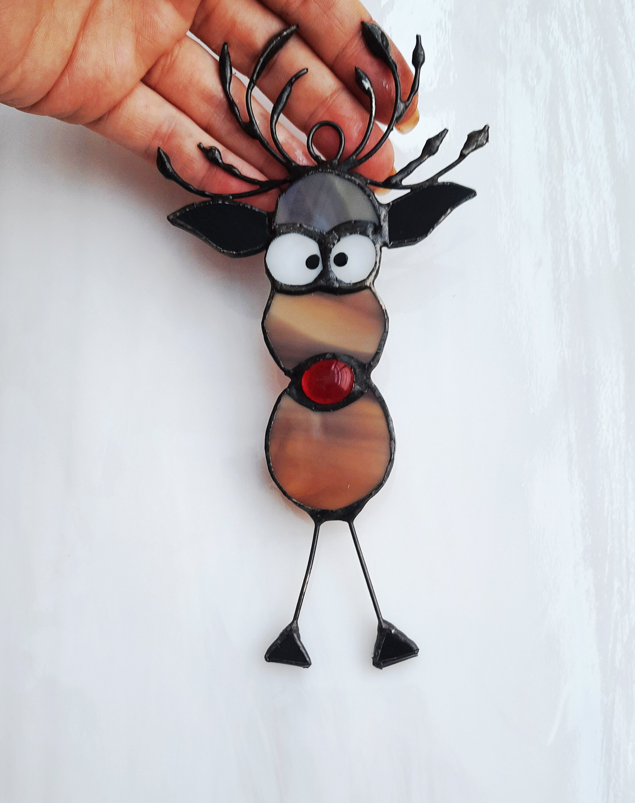 Rudolf the Deer Suncatcher, Stained Glass Window Hangings, Christmas ...