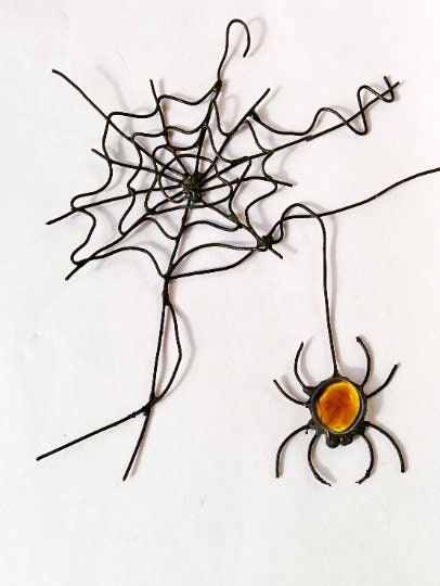 Stained Glass Spider Web Suncatcher Halloween Decor - Etsy