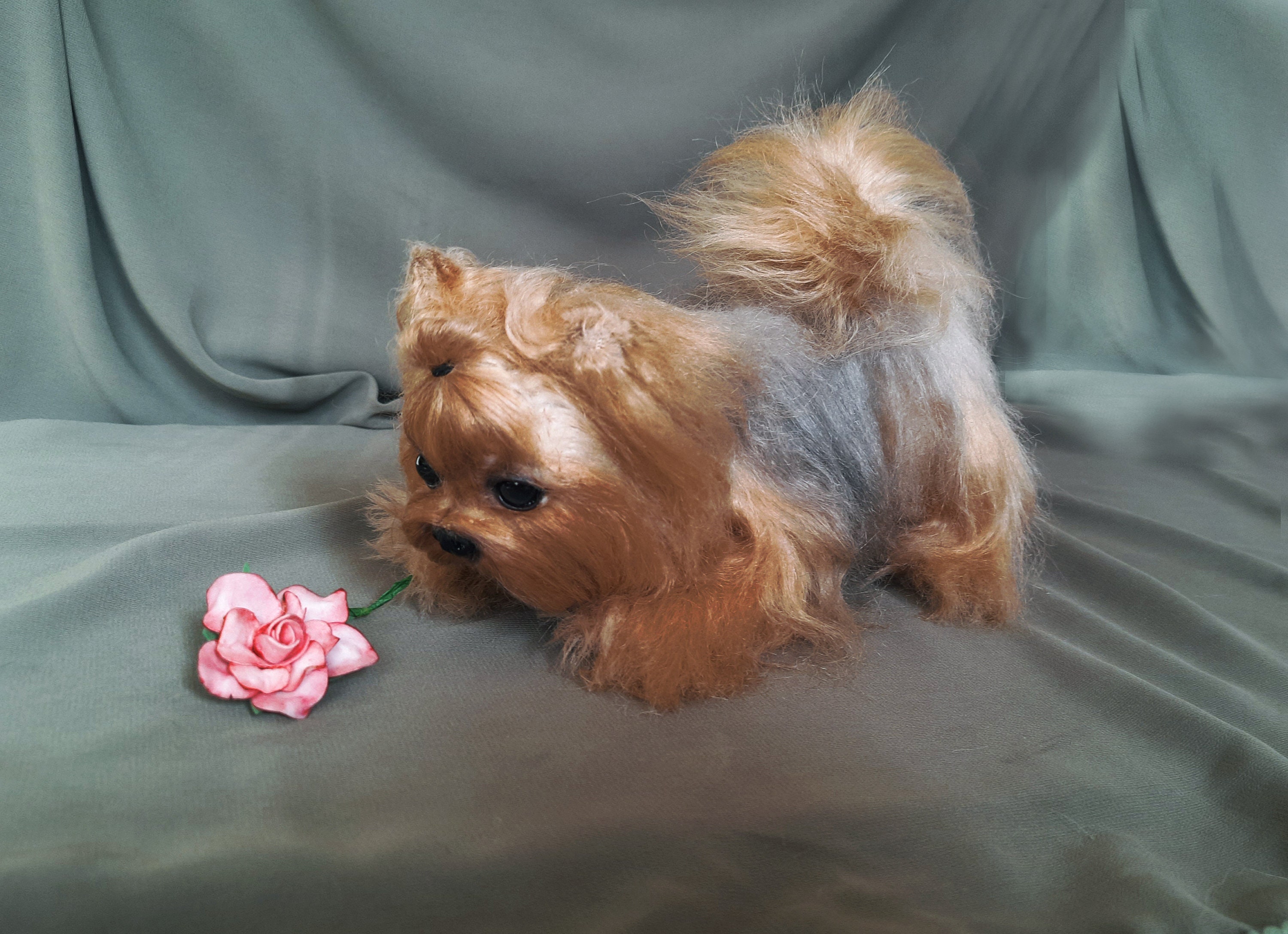 Yorkie Miniature Realistic, Yorkshire Terrier, Dollhouse Miniature ...