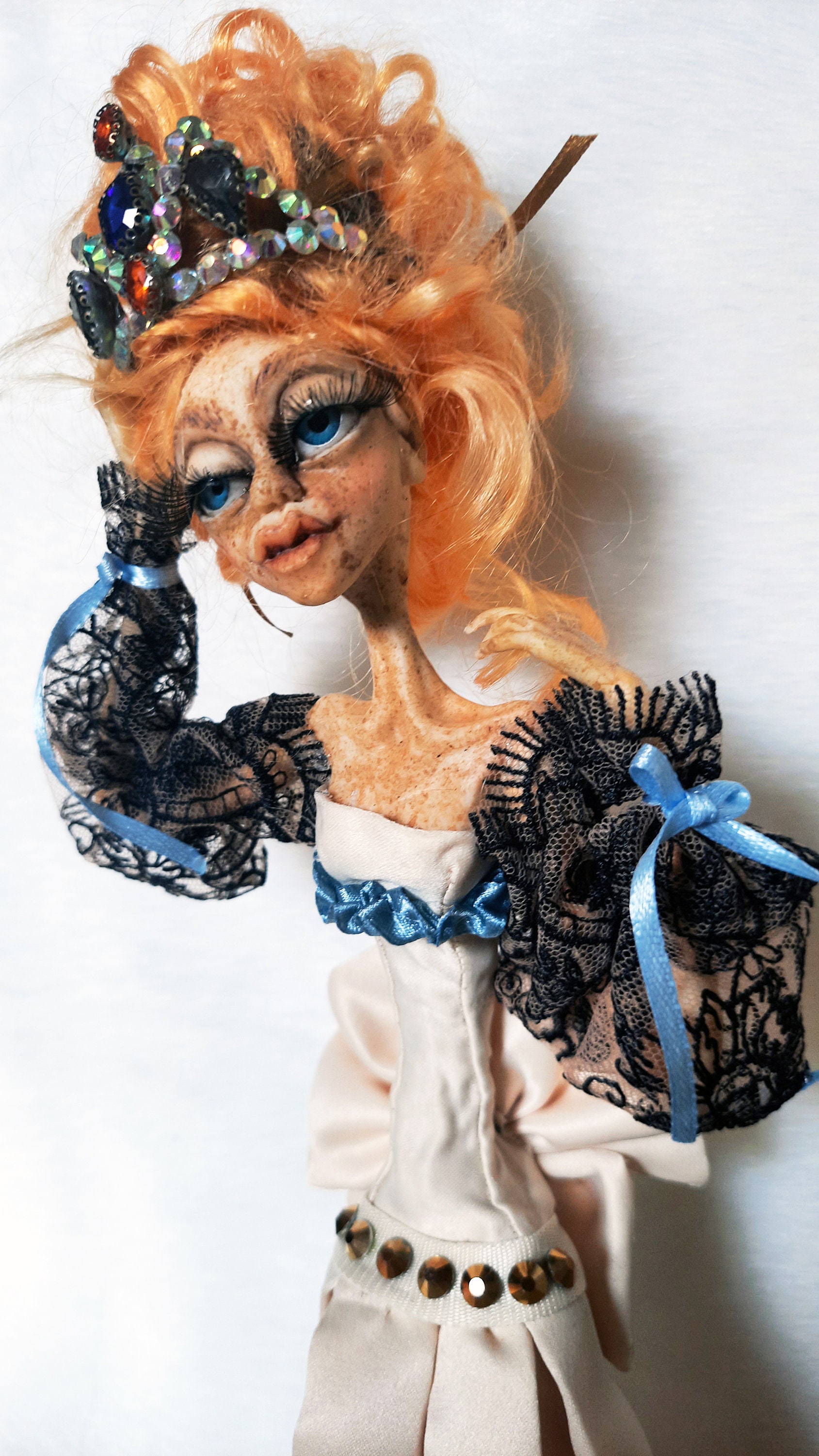 Polymer Clay Sculpture Doll, Queen Art Doll OOAK, Redheaded Doll ...
