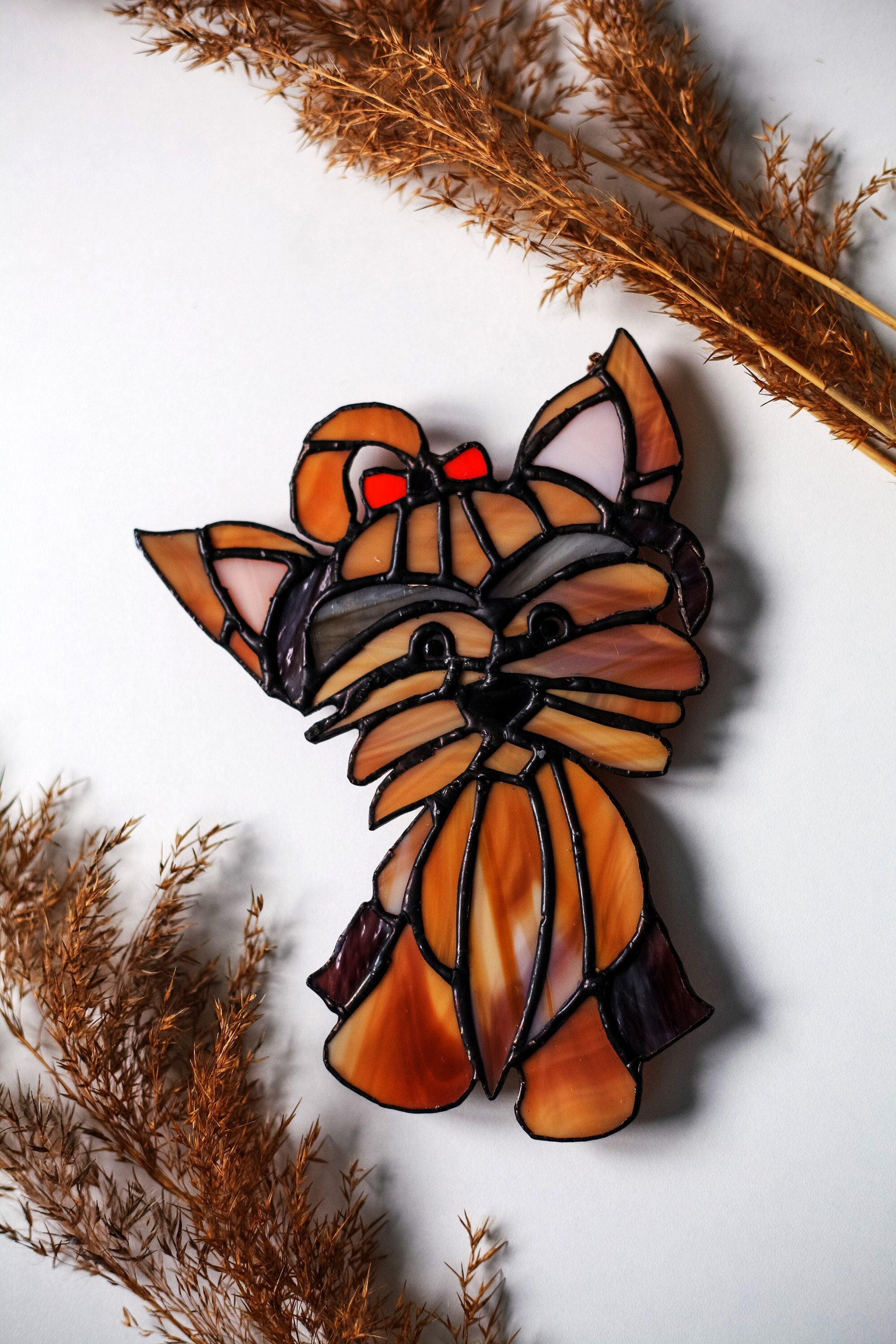 Stained Glass Dog Yorkshire Terrier Suncatcher Custom Pet Portrait ...