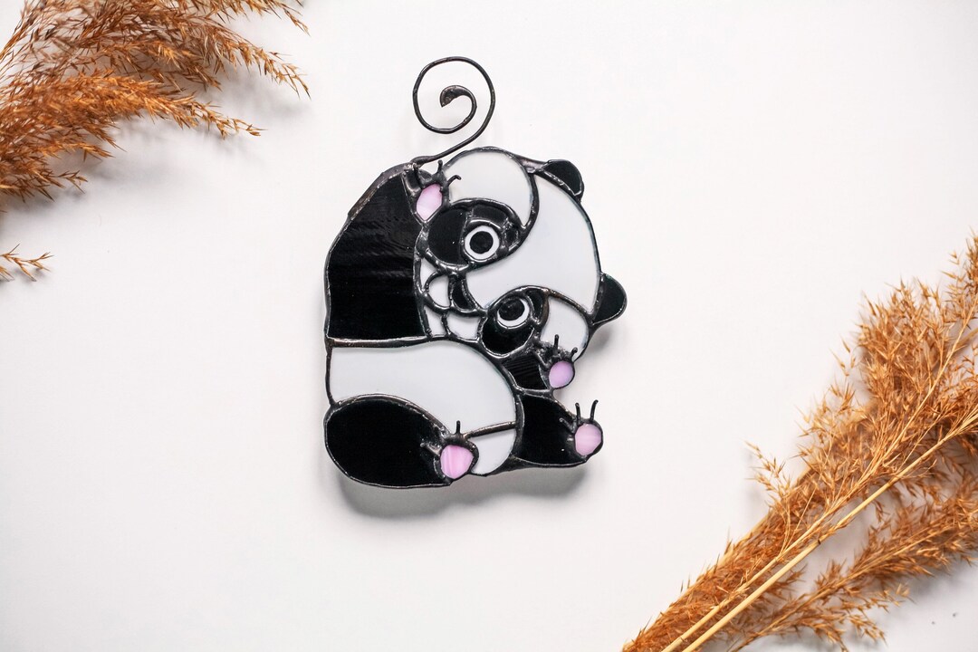 Bear Stained Glass, Panda Suncatcher, Stained Glass Window Hangings - Etsy
