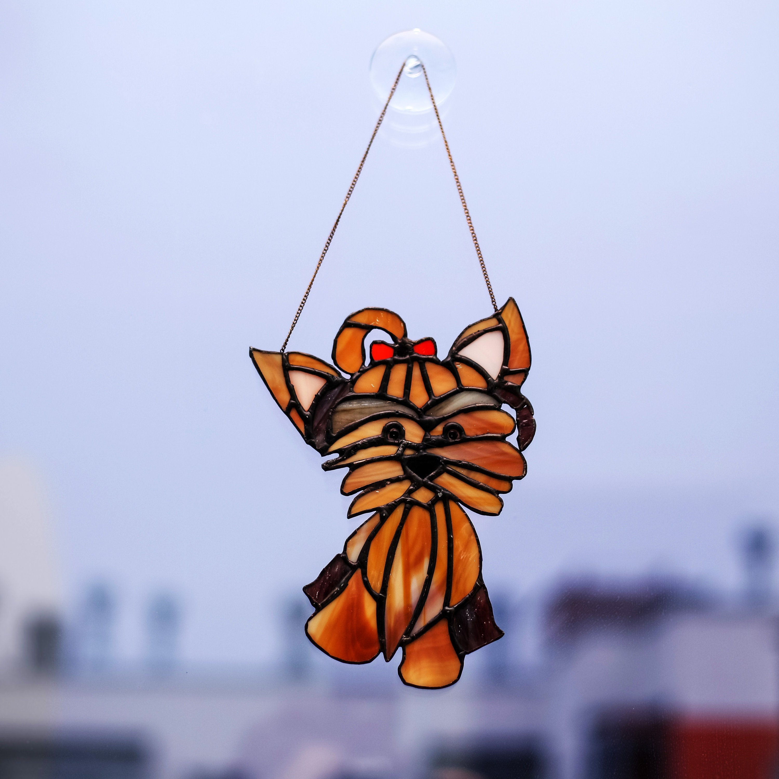 Stained Glass Dog Yorkshire Terrier Suncatcher Custom Pet Portrait ...
