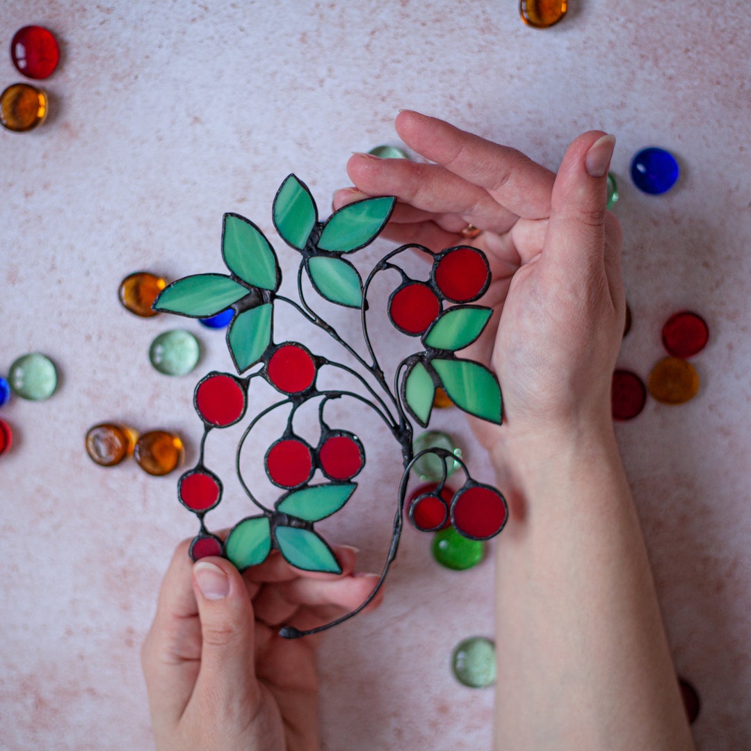 Stained Glass Berries Suncatcher Stained Glass Window Hangings Flower